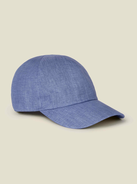 Chambray Blue Linen Baseball Cap | Luca Faloni