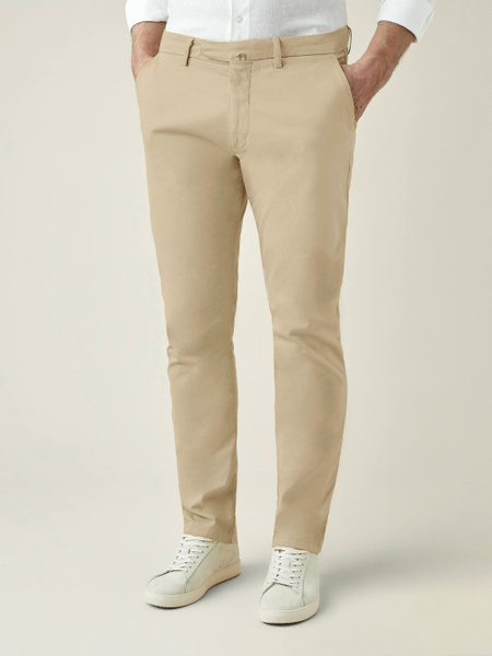 Cream Lightweight Cotton Chinos | Luca Faloni